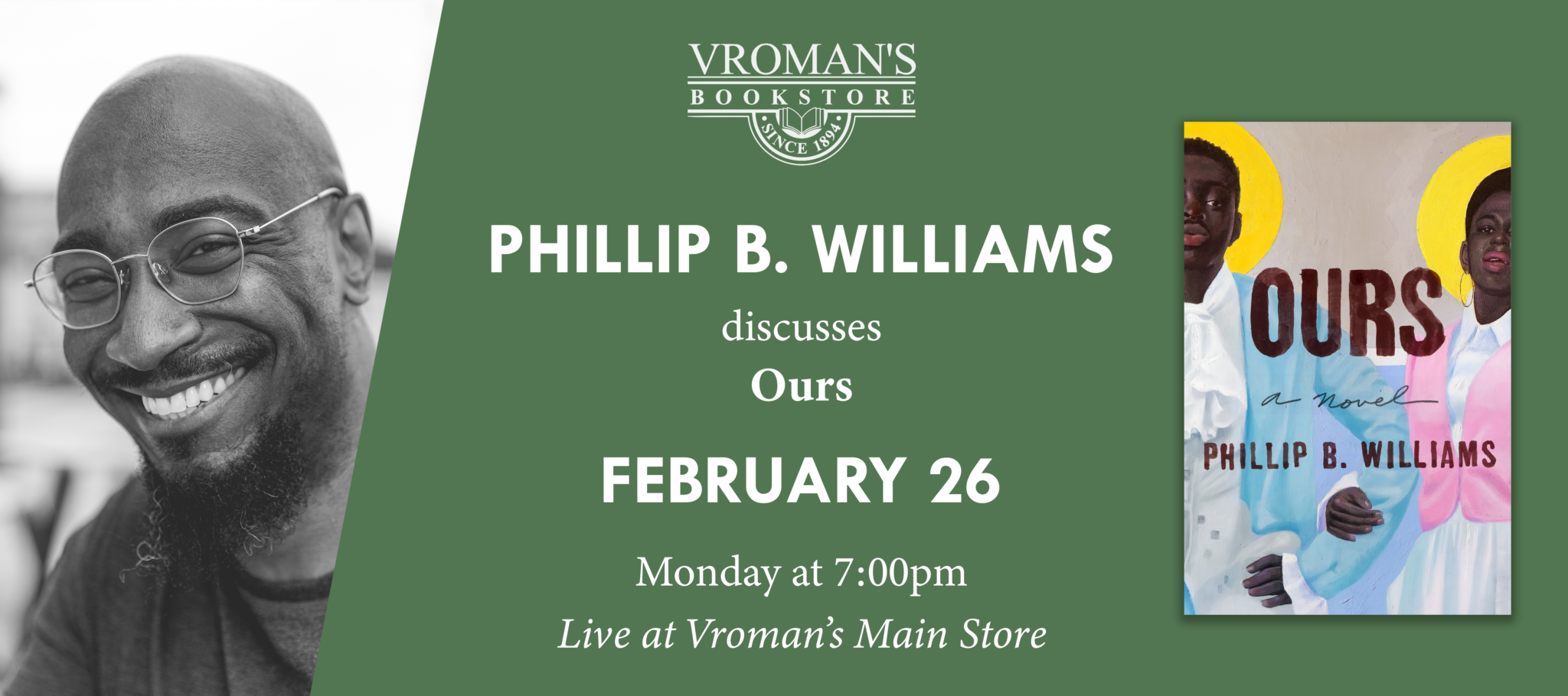 Vroman's Bookstore: Phillip B. Williams discusses Ours » Playhouse ...